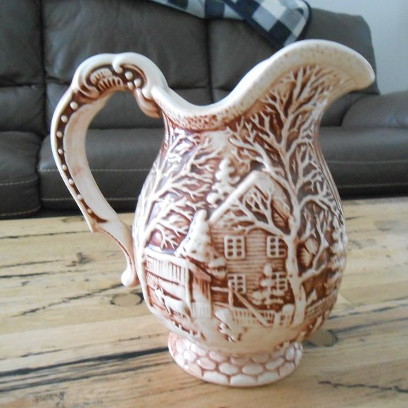 Accents | Vintage Farmhouse Pitcher With Raised Relief | Poshmark